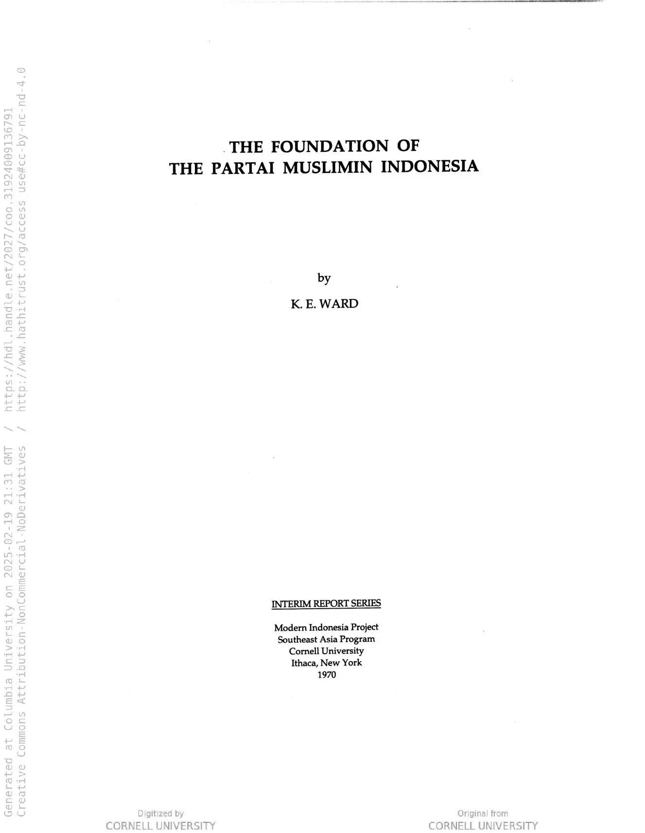 Taratsa | The foundation of the Partai Muslimin Indonesia, by K. E. Ward